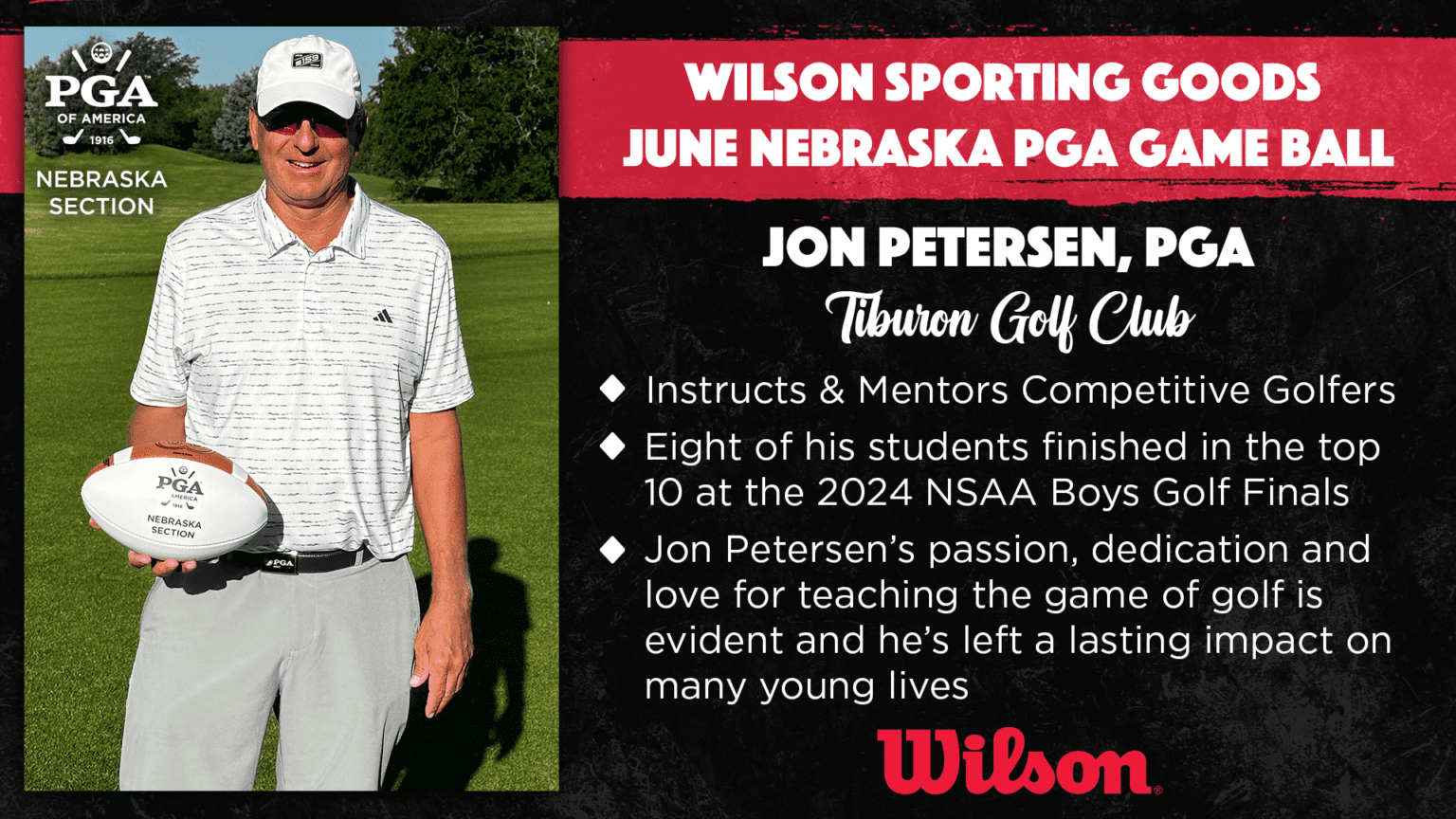 Jon Petersen of Tiburon GC Receives Wilson Monthly NEPGA Game Ball ...