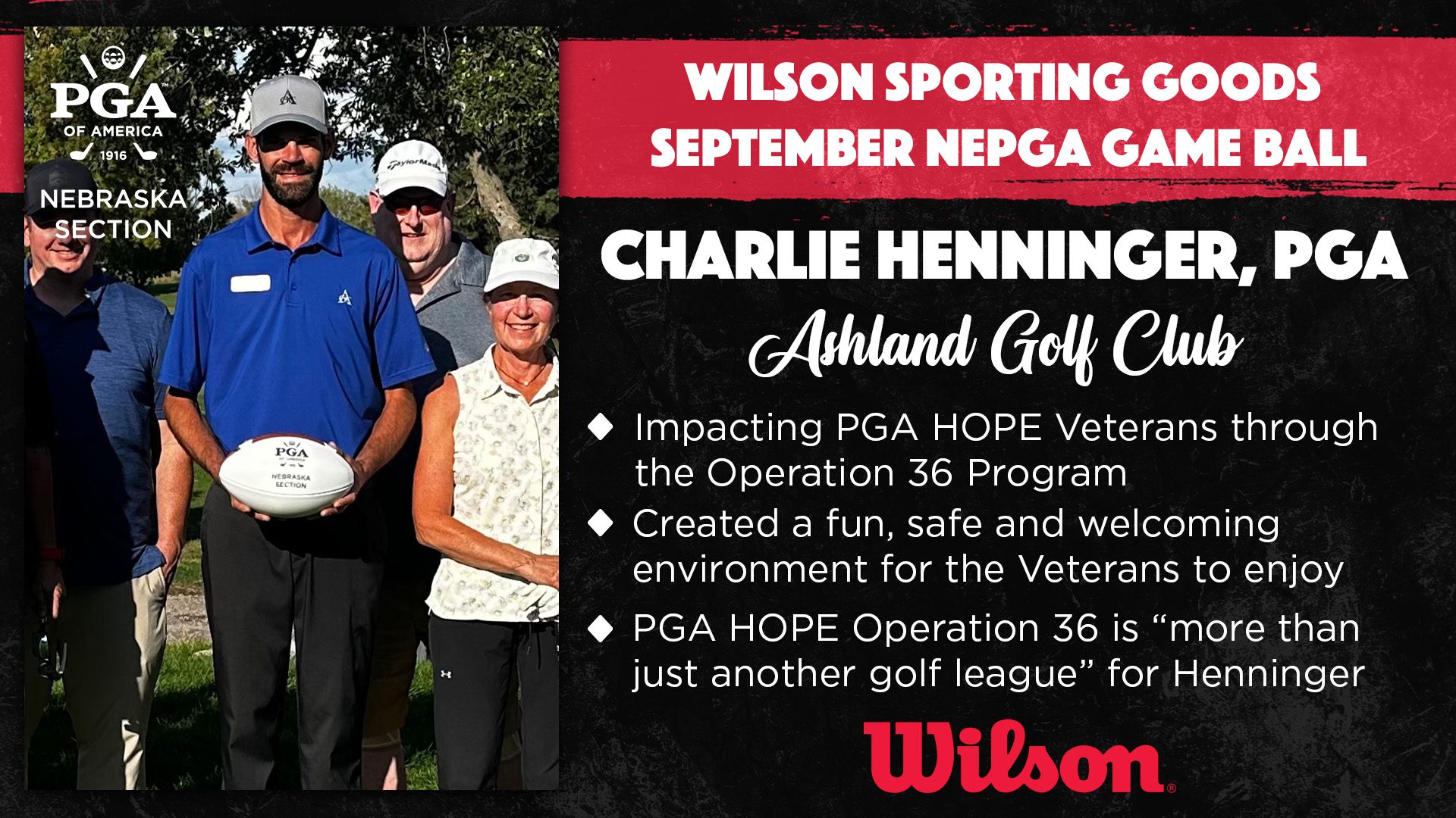 Charlie Henninger of Ashland GC Receives Wilson Monthly NEPGA Game Ball ...