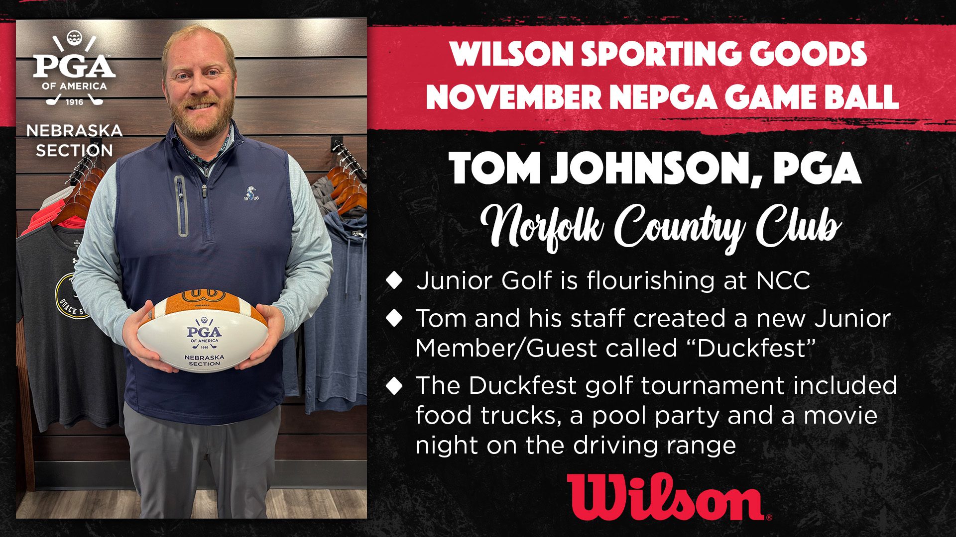 Tom Johnson of Norfolk CC Receives Wilson Monthly NEPGA Game Ball ...