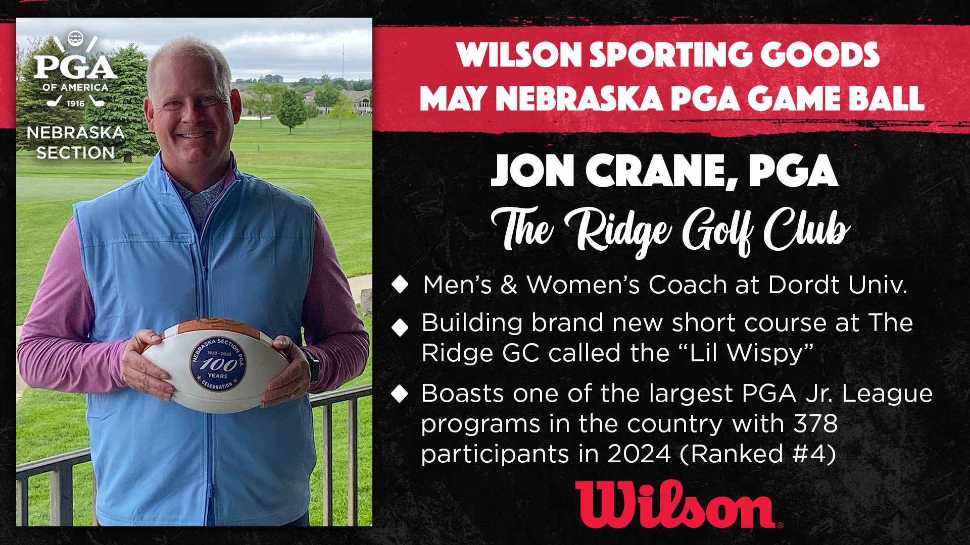 Jon Crane Named May Wilson Sporting Goods Game Ball Recipient – Nebraska
