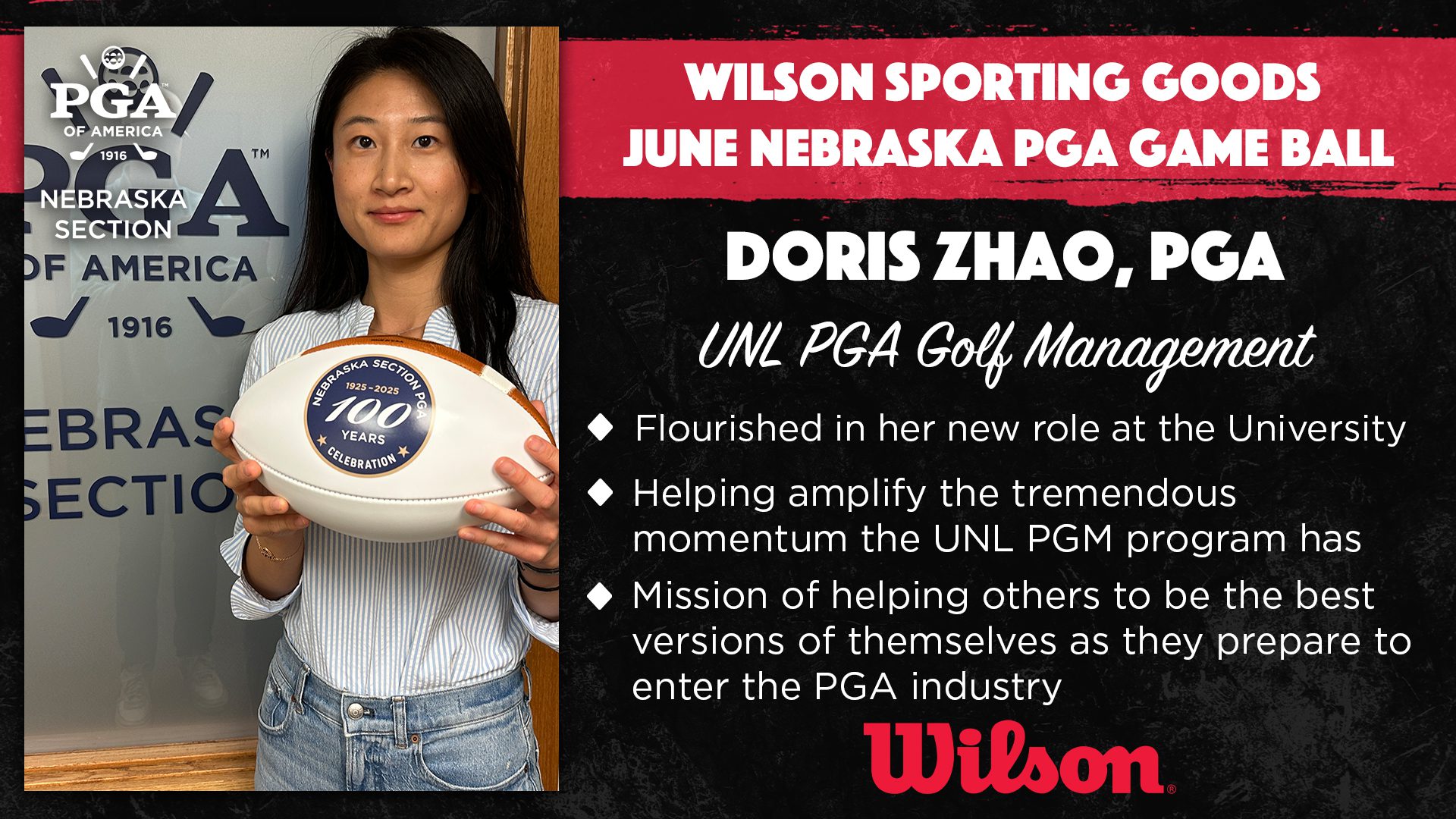 Doris Zhao Named June Wilson Sporting Goods Game Ball Recipient – Nebraska